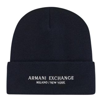 A|X Armani Exchange Homme, Accessoires, Bleu, Taille: ONE Size Beanie Hat Milano / New York ASV