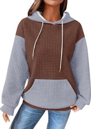 Generic Sweat-shirt surdimensionn&eacute; pour femme - Pull d&eacute;contract&eacute; &agrave; manches longues - Automne - Hiver - Sweat &agrave; capuche avec poche - Manteau long - Veste dauto