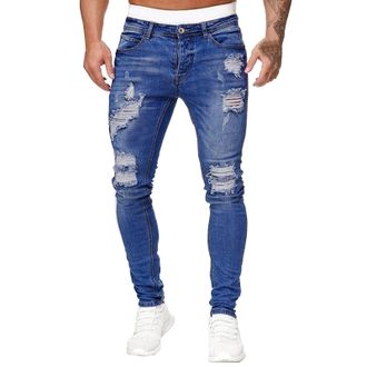 Generic Slim Fit Jeans Herren, Moderne Herren Jeans Mit Verblassungseffekt Dekorativen Rissen F&uuml;R Einen L&auml;Ssigen Streetstyle