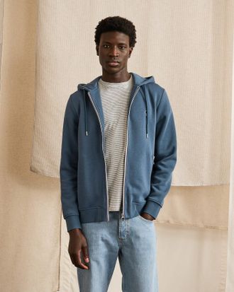Faguo Sweat zipp&eacute; bleu gris