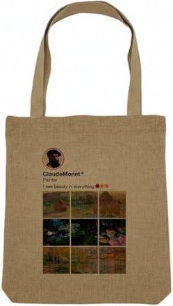 Fabulous Sac Shopping Tote Bag Aspect Lin - Claude Monet R&eacute;seaux Sociaux Peinture Peintre Art - Sac de Courses Toile Epaisse 360g Beige Naturel Cabas Port&eacute; Epa