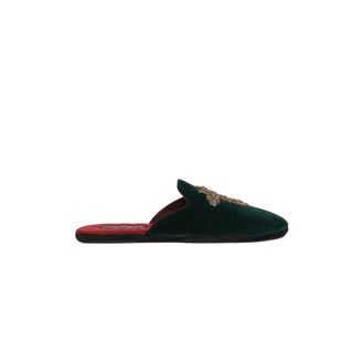 Dolce & Gabbana Samt Bestickte Herrenhausschuhe - - Shoes - Herren - Gr&uuml;n - 40 EU