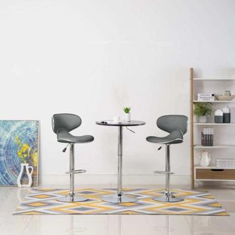 vidaXL Barhocker 2 Stk. Grau Kunstleder Vidaxl