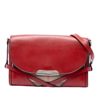Burberry Sac bandouli&egrave;re Pre-owned en toile - Femme - Pre-owned - Rouge - Taille: ONE Size