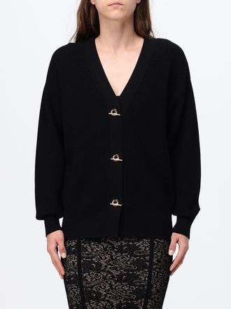 Elisabetta Franchi Cardigan en m&eacute;lange de viscose avec col en V et &eacute;paules tombantes