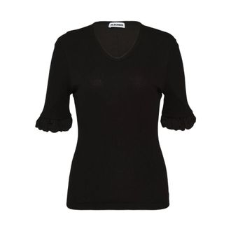 Jil Sander V-Ausschnitt Stricktop - - Knitwear - Damen - Schwarzk - 2XL