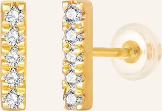 Leaf Ohrstecker Bar Aus 18 Karat Gelbgold Mit Diamanten gold
