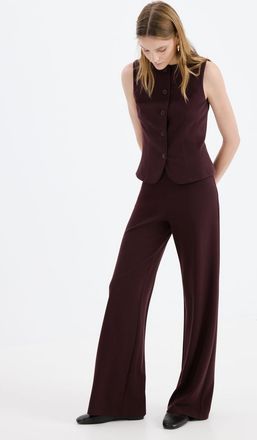 Mango Gerade Anzughose mit niedriger Bundh&ouml;he bordeaux - Damen - XXS - MANGO