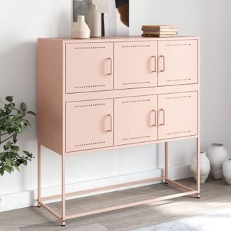 vidaXL Buffet rose 100,5x39x107 cm acier - Vidaxl