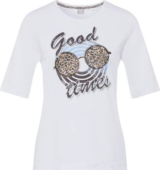 Rabe Femme, Tops, Blanc, Taille: 40 FR T-shirt &agrave; col rond avec motif strass