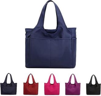Generic Sac fourre-tout de grande capacit&eacute; pour femme, sac &agrave; main l&eacute;ger en nylon, sac &agrave; main multi-poches d&eacute;contract&eacute; avec fermeture &eacute;clair, pour luniversit&eacute;,