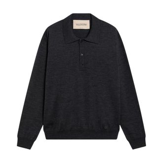 Valentino Garavani Langarm-Polopullover - - Knitwear - Herren - Grau - M