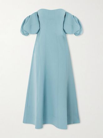Ulla Johnson Robe Midi Épaules Nues En Serge Nina - Bleu