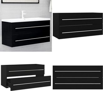 vidaXL Vidaxl - Armoire dévier Noir 100x38,5x48 cm Bois dingénierie - Meuble Salle De Bain - Armoire Lavabo - Meuble Vasque - Rangement Salle De Bain