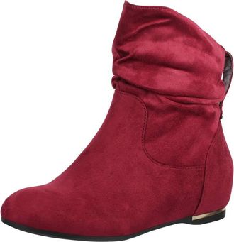 Elara Damen Stiefeletten Boots Keilabsatz Chunkyrayan C270 Bordeauxrot-41