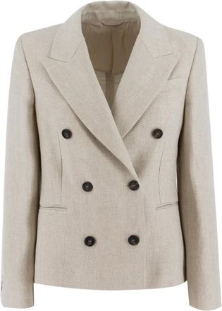 Brunello Cucinelli Femme, Vestes, Beige, Taille: 40 FR Blazer Tailleur