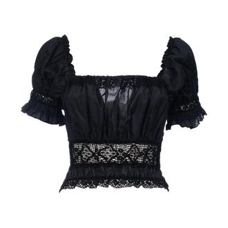 Ermanno Scervino Femme, Blouses et Chemises, Noir, Taille: 42 FR Haut en Dentelle Lumineuse par Ermanno Firenze