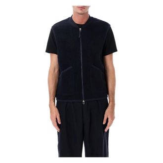 Universal Works Wollfleece-Weste mit Rei&szlig;verschluss - - Jackets - Herren - Blau - M