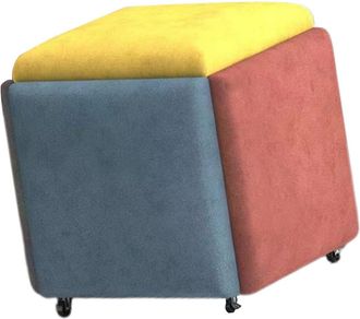 Generic Quadratischer Fu&szlig;hocker aus Leder, stapelbarer, Leichter Nesthocker, for Wohnzimmer, Schlafzimmer, Spielzimmer, Garten, B&uuml;ro, Balkon(Color 6,35x35x35c