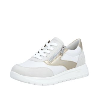 Remonte Keilsneaker REMONTE, Damen, Gr. 37, wei&szlig;, goldfarben, Lederimitat, Schuhe, Schn&uuml;rschuh, Halbschuh, Casual-Sneaker mit seitlichem Rei&szlig;verschluss