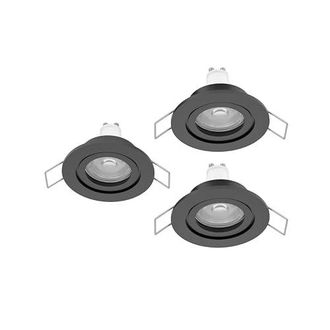 Eglo 3er Set LED Einbaustrahler Barranco, Deckenspot Badezimmer, Deckenstrahler aus Kunststoff in Schwarz, Badlampe warmwei&szlig;, inkl. GU10 Leuchtmittel, IP44