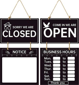 Generic Gesch&auml;ftszeitschild - H&auml;ngeschilder | nach unten offen | Wendbare Markierung mit Zeitspielautomaten und Schreiben, Willkommenshinweis f&uuml;r den Gesch&auml;ft