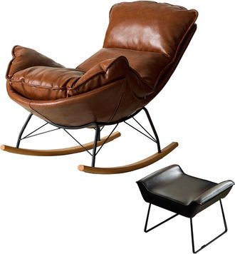 Generic Schaukelstuhl Mit Fußstütze Rahmen Aus Karbonstahl Gebogene Beine Mit Kippschutz Abnehmbarer Sitz Passt Sich Der Körperform An for Gärten Und Terrasse