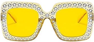 Generic Paodduk Lunettes de Soleil avec Strass,Lunettes de Soleil Strass Bling - Verres carr&eacute;s d&eacute;coratifs,Lunettes de soleil surdimensionn&eacute;es pour femmes, lun