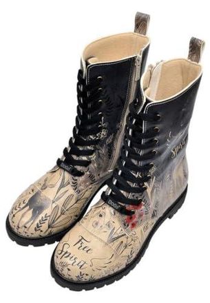 Dogo Zipsy Free Spirit Lace-up Zipper Vegan Womens Long Boots Printed Design Shoes