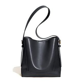 Generic Grand sac &agrave; bandouli&egrave;re Hobo pour femme en cuir v&eacute;g&eacute;talien, sac &agrave; main tendance pour femme, Noir, large