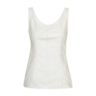 Remain Luxuri&ouml;ses Leder Top - - Tops - Damen - Beige - M