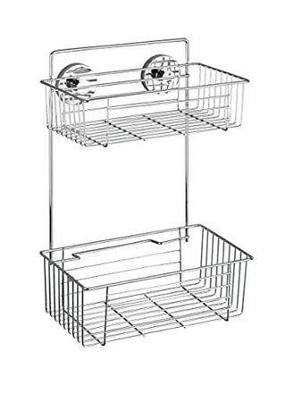 WENKO Vacuum-Loc &eacute;tag&egrave;re murale &agrave; 2 niveaux Bari fixer sans percer Chrom&eacute;
