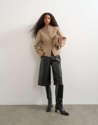 Topshop gilet en maille avec poches devant couleur avoine-Neutre