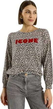 Grain de Malice Sweat imprim&eacute; l&eacute;opard Femme