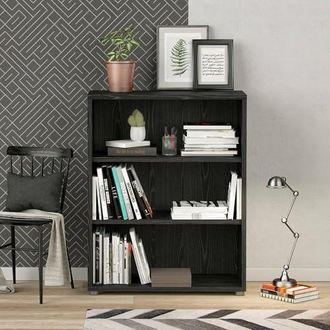 Dmora B&uuml;cherregal Sybille, B&uuml;roregal, Mobiler Buchhalter, B&uuml;cherbrett, 89x40 h113 cm, Schwarz