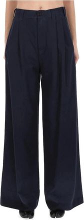 Maison Margiela Femme, Pantalons, Bleu, Taille: 42 FR Pantalon &agrave; jambes larges