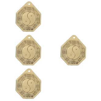 Pretyzoom 4 St&uuml;ck Bagua-Spiegel Aus Messing Gl&uuml;cksspiegel Bagua-Spiegel Konvex Bagua-spiegelverzierung Chinesischer Feng-Shui-Spiegel Achteckiger Spiegel Feng S