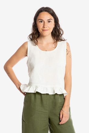 Matona Damen vegan Top Gerafft Wei&Atilde;Y