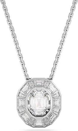 Swarovski Collier Mesmera agrémenté dun pendentif octogonal orné de cristaux incolores, en métal rhodié