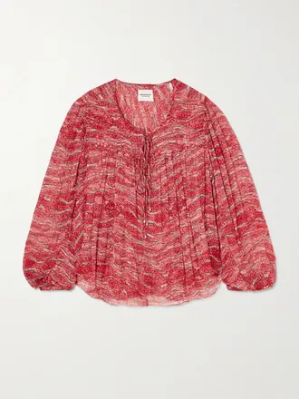 Isabel Marant Blouse En Cr&eacute;pon Imprim&eacute; &Agrave; Liens Advika - Rouge
