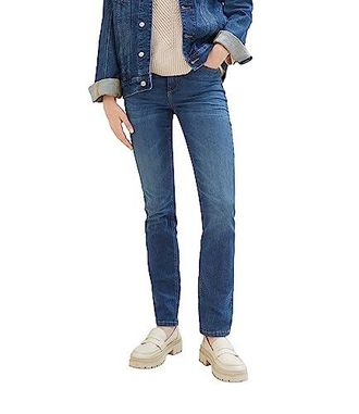 Tom Tailor Jean Kate Straight Fit, 10281-Mid Stone Wash Denim, 29W / 32L Femme