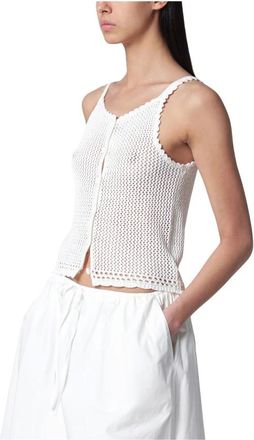 Dunst Femme, Tops, Blanc, Taille: 38 FR Crochet Bustier Knit Top