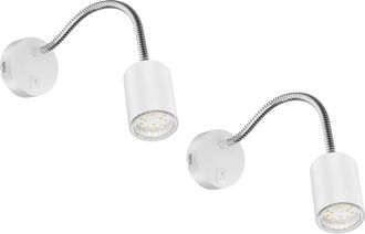 LEDs Com 2 Stück Leselampe WAIKA mit Schwanenhals und Schalter weiß matt, inkl. GU10 LED Lampe (warmweiß, 2,339W, 227lm, 110°)