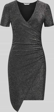 Apricot Schimmerndes Minikleid mit Raffungen