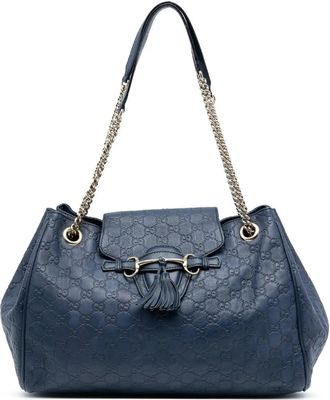 Gucci Hobo Bags - Large Guccissima Emily Chain Shoulder Bag - Gr. unisize - in Blau - f&uuml;r Damen