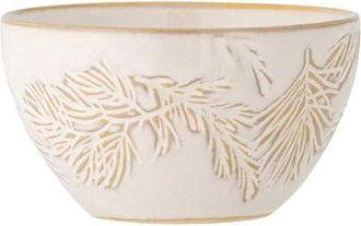 Bloomingville Schale Winter Weiß Natur Tannenzweige Snackschale Keramik