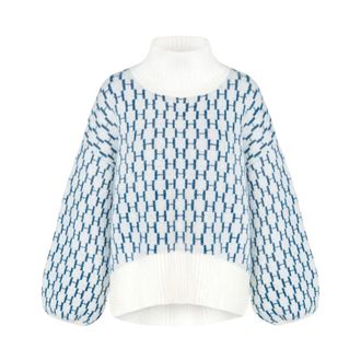 H&eacute;st Fam New Pattern Topper - - Knitwear - Damen - Wei&szlig; - XS