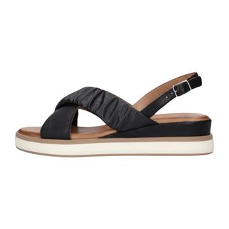 Inuovo Schwarze Ledersandalen mit Schnallenverschluss - - Shoes - Damen - Schwarzk - 37 EU
