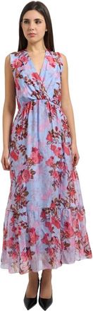 Fracomina Femme, Robes, Bleu, Taille: 36 FR Robe Maxi Florale &agrave; Col V