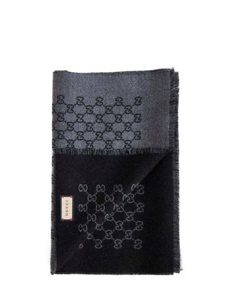 Gucci GG Jacquard Wool Scarf - Gray